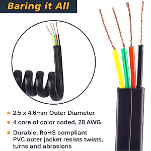 YIENFBEV Telephone Handset Cord Detangler 1 Set, 1 Pack 360 Degree Rotating/Anti-Tangle Landline Cable and 1 Pack Telephone Handset Cord 7.5 Foot Uncoiled (1.2 Foot Coiled)