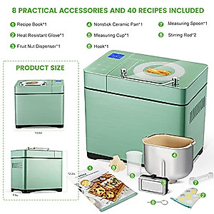 KEEPEEZ 2.2LB Large Bread Maker Machine-Dual Heaters, 17-in-1 Breadmaker with Gluten-Free, Pizza Dough, Jam, Auto Nut Dispenser,Ceramic Pan&Touch Panel, 3 Loaf Sizes 3 Crust Colors,15H Timer,Recipes