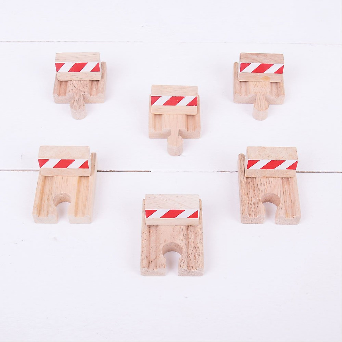 Bigjigs Rail Wooden Buffers (Pack of 6) - Other Major Wood Rail Brands are Compatible
