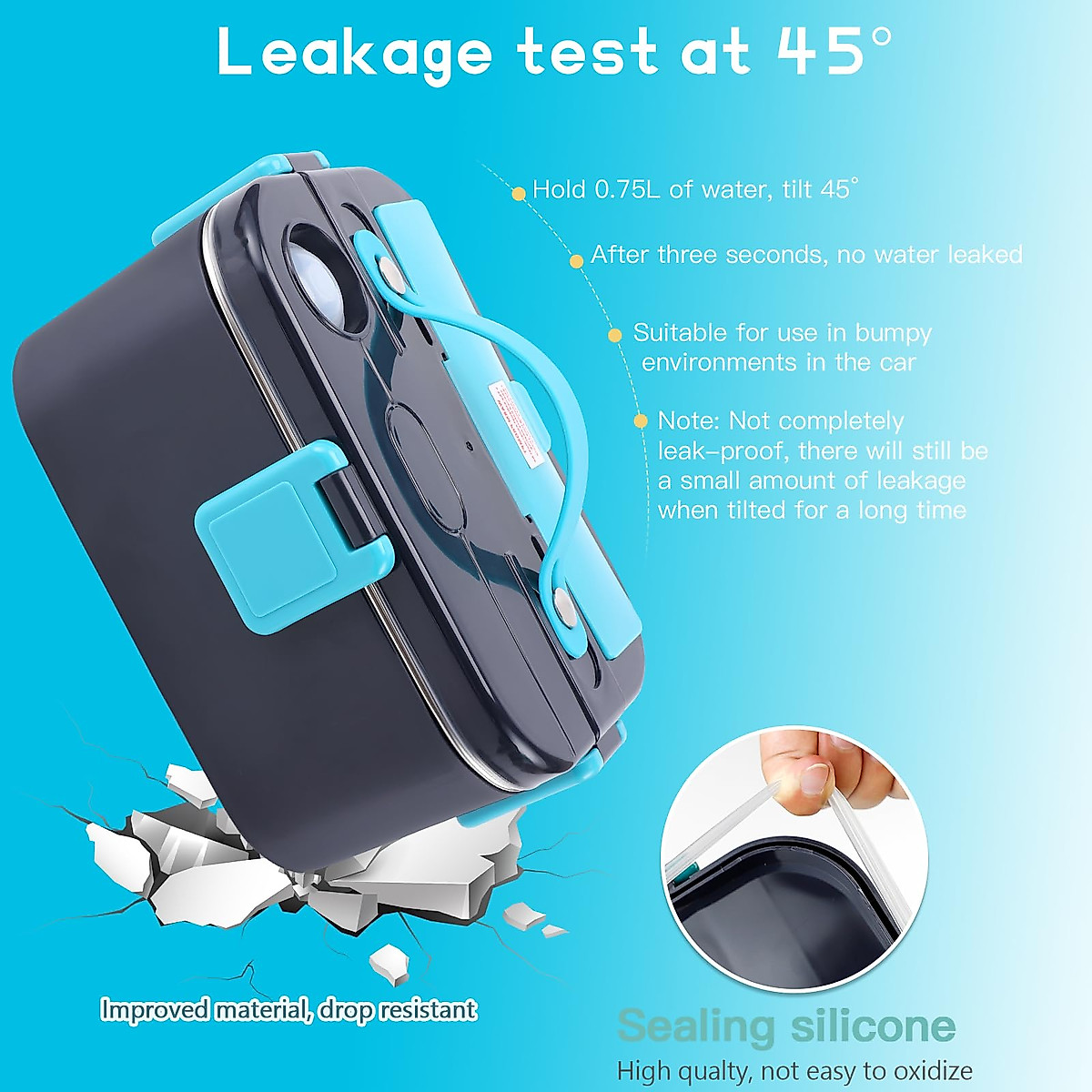 Buddew Electric Lunch Box 80W Food Heater Upgrade 3 in 1 Car/Truck/Home Portable Food Warmer 1.8L High-Capacity Heated Lunch Box with Airtight Lid, SS Container, Fork Spoon, Carry Bag