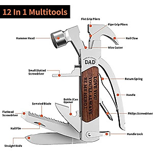 Christmas Gifts for Dad from Daughter Son Kids 12 in 1 Multitool Hammer Cool Gadgets Stocking Stuffer Gifts for Men Him Birthday Anniversary Thanksgiving Gifts Ideas for Father (with Gifts Box)