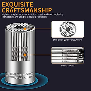 Universal Socket Set (7-19mm 11-32mm) Super Socket For Unscrew Any Bolt Tools,Power Drill Adapter Socket,Multi-function Socket Set Cool for Dad Men Husband Boyfriends Gifts 4 PCS Set