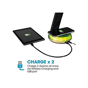 Ottlite Wellness Series Wireless Charging Lamp -Black & Gold