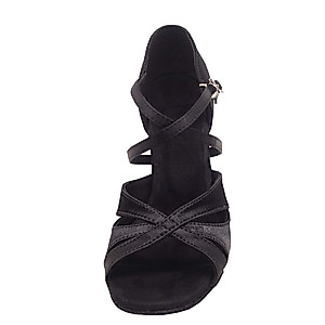 Women's Latin Dance Shoes Female's Ballroom Salsa Dance Shoes with 2.5" Heel(A-Style Black Size 8.5)