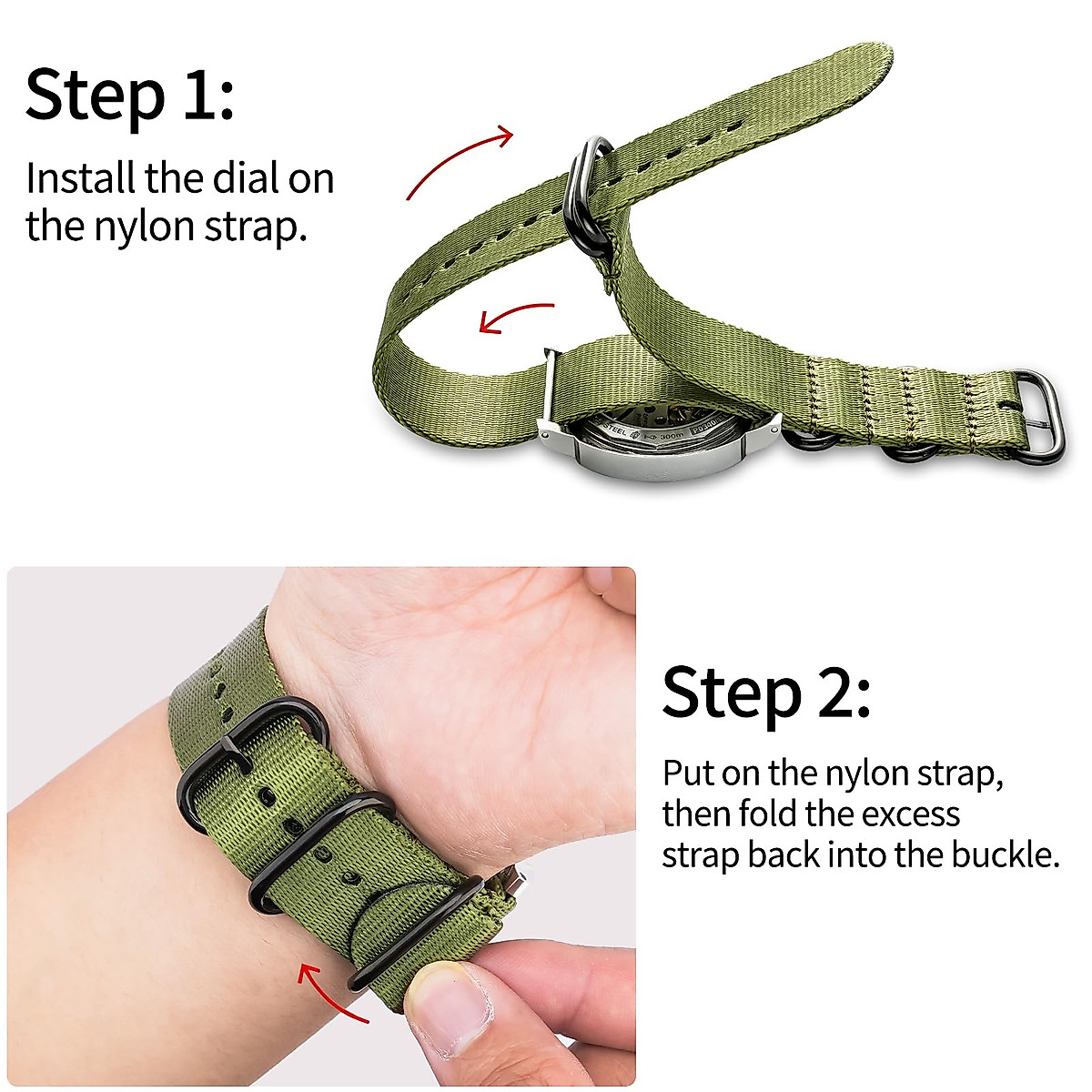 Ritche Christmas Gift 22mm Army Green Military Ballistic Nylon Strap With Black Heavy Buckle Compatible with Timex weekender watch band, White Elephant Gifts, Stocking Stuffers for Men