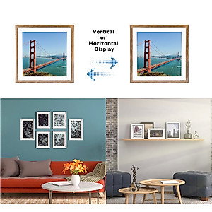 HEYTUYA 12x12 inch Picture Frame Rustic Brown for Wall Hanging, Poster Frame Display 10x10 inch with Mat or 12x12 Without Mat, Square Wall Gallery Photo Frame with Durable Shatter Resistant Plexiglas,
