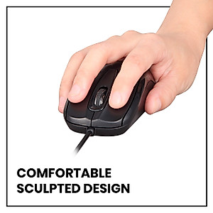 Perixx PERIMICE-209 3 Button USB Wired Mouse - Optical - 1000 DPI - 5.9 Ft Cable - Black