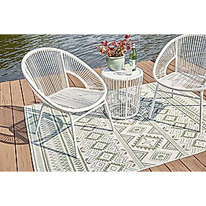 Signature Design by Ashley Mandarin Cape Casual All-weather Resin Wicker Outdoor Chairs with Table Set, Set of 3, White