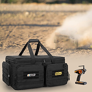 GOBUROS RC Storage Bag for 1/8 and 1/10 Car, RC Carrying Case with Bottom Solid Clapboard for Support and Multi-Pockets for RC Tools (Patent Design)