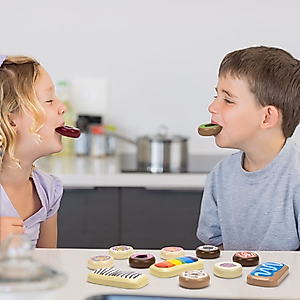 Imagination Generation Baker's Dozen Wooden Donuts, 13 Assorted Colorful Wood Eats! Pastries