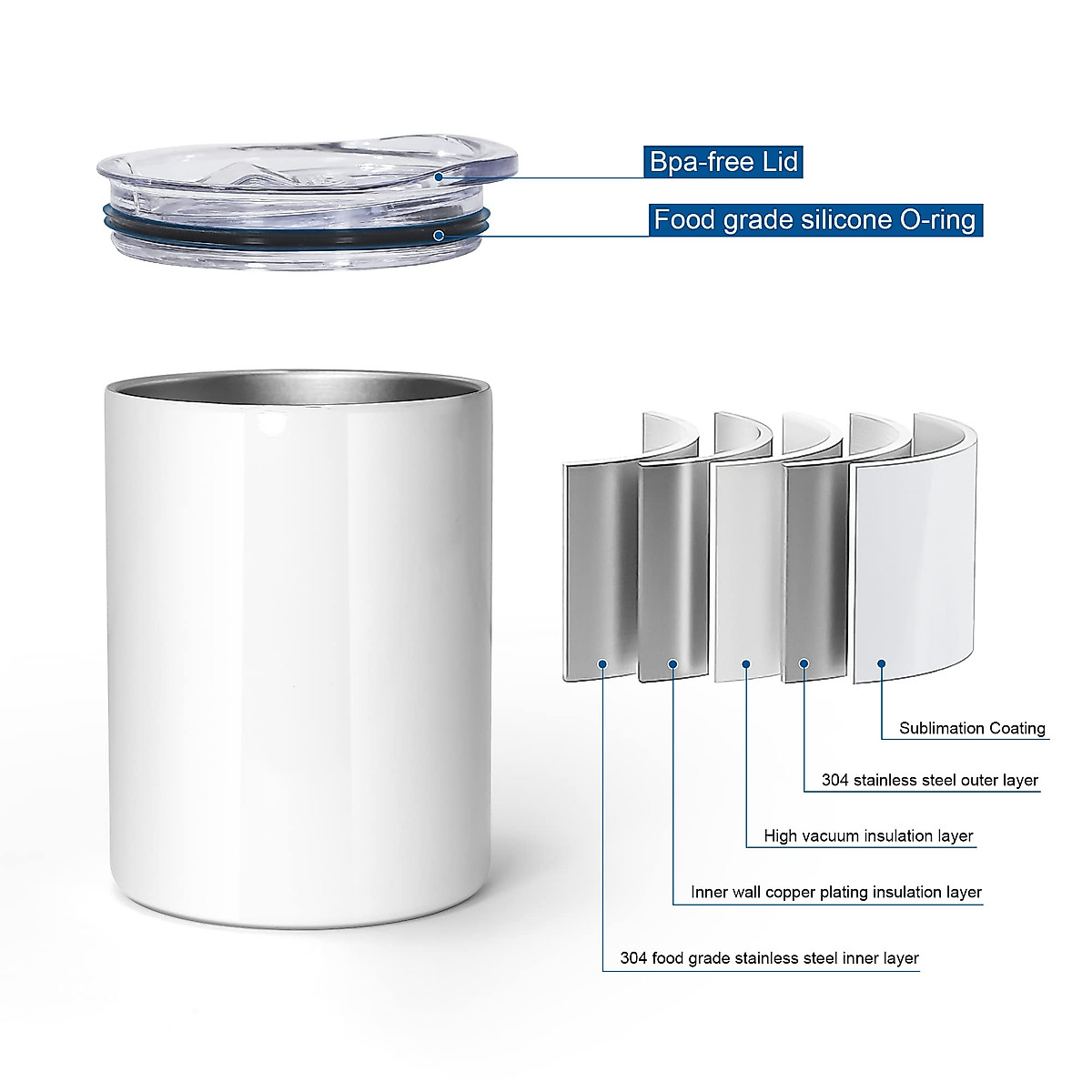 AGH 10OZ Sublimation Wine Tumblers Blanks, 4 Pack Straight Stainless Steel Tumblers with Lids and Straw, Sublimation Coffee Cups Mugs for Hot & Cold Drinks