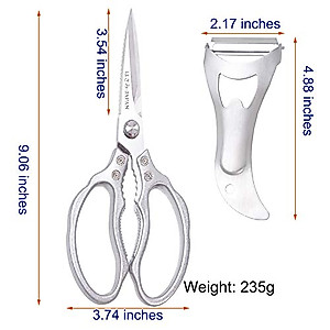 KISTARCH 9Inch SK5 Kitchen Shears,HeavyDuty Poultry Scissors forChicken,Fish,Meat,Vegetables,BBQ Multi-Function Vegetable Peeler with Beer Open and Potato-Eye Remover for Potatoes,Apples,Carrots,Fruit