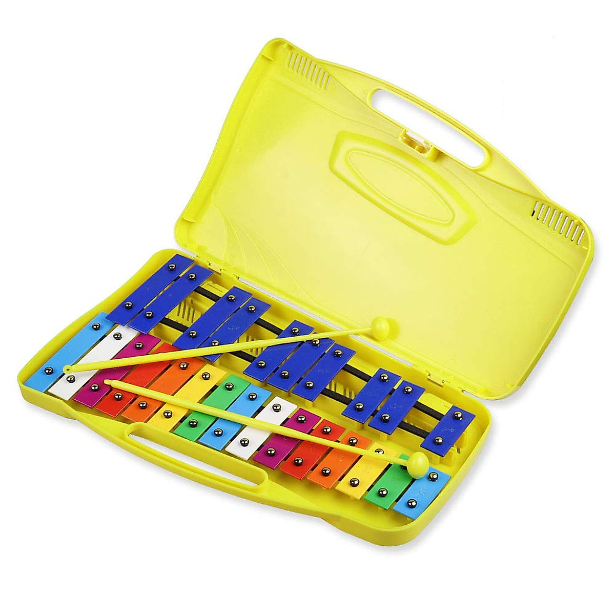 Mr.Power Colorful 25 Note G-G Chromatic Glockenspiel Xylophone Vibraphone in Case Percussion Instrument Suitable for Families and Beginner School Music Teaching