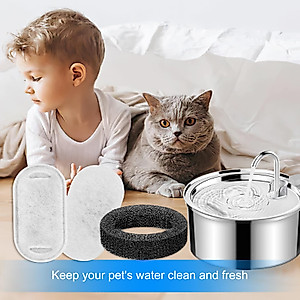 MyfatBOSS Cat Water Fountain Filter,20 Pack Cat Fountain Filter Replacement Compatible with Petlibro 67oz/2L & 101oz/3L Stainless Steel Pet Water Fountain, Tomxcute 108oz/3.2L Fountain with Sponge