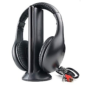 Vkermury 5-in-1 Wireless Headphones Headset MH2001 MP3 MP4 PC CD DVD Audio TV FM Radio-Listen to Music, Chat Online & Monitor Other Rooms!