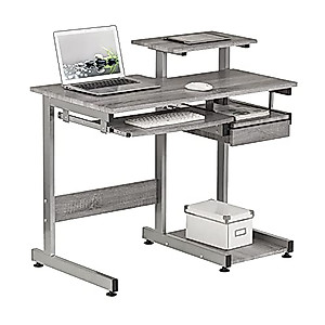 Techni Mobili Complete Computer Workstation Desk, Gray, 37.75" W x 22" D x 35" H