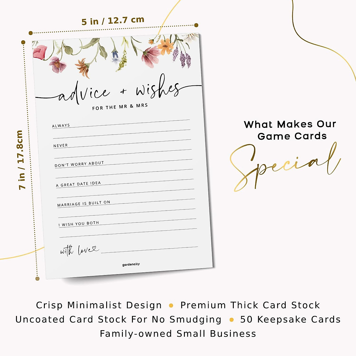 Advice and Wishes for the Mr and Mrs, Floral Wedding Advice Cards, Bridal Shower Games, Wildflower Advice for Bride Cards, Flower Advice Cards for Bridal Shower, Wedding Registry Ideas, 50 Pack