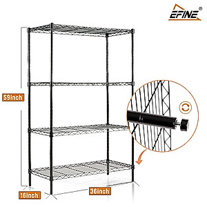Catalina Creations 4-Shelf Shelving Unit with Shelf Liners Set of 4, Adjustable Rack Unit, Steel Wire Shelves, Shelving Units and Storage Rack for Kitchen and Garage (35.5W X 15.8D X 54H)
