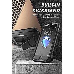 SUPCASE Unicorn Beetle Pro Series Case for iPhone SE (2022)/ iPhone SE (2020)/ iPhone 7/ iPhone 8, Built-in Screen Protector Full-Body Rugged Holster & Kickstand Case (Black)