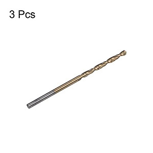 HARFINGTON 3pcs Twist Drill Bits 2.5mm Titanium Coated (HSS-E) M42 High Speed Steel 8% Cobalt Straight Shank for Stainless Steel Aluminum Alloy Metal