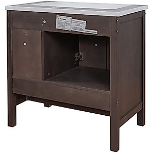 Merax 30" Bathroom Vanity Base Only,Solid Wood Frame,Bathroom Storage Cabinet with Doors and Drawers,Brown