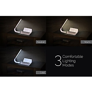 Luxe Cordless Eye Friendly LED Desk Lamp, USB Rechargeable, Up to 40 Hours of Continuous Light, Touch Control, 6 Brightness Levels, 3 Light Modes, 360 Adjustable Modern Design, Portable (Space Gray)