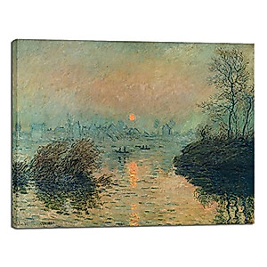 Wieco Art Canvas Wall Art Sunset on the Seine at Lavacourt, Winter Effect by Claude Monet Oil Paintings Canvas Prints Landscape Pictures Artwork on Canvas for Home Decorations