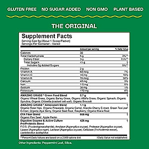 Amazing Grass Greens Blend Superfood: Super Greens Powder Smoothie Mix with Organic Spirulina, Alfalfa, Beet Root Powder, Digestive Enzymes & Probiotics, Original, 100 Servings (Packaging May Vary)