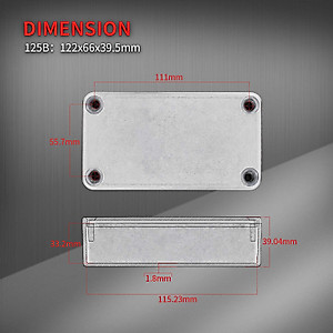 DaierTek 3pcs 125B / 1590N1 Aluminum Guitar Effect Pedal Enclosure Metal Stomp Box Enclosure Unfinished 122x66x39.5mm with Rubber Feet