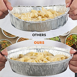 CURTA 8" Round Aluminum Foil Pans with Clear Lids | Heavy Duty | Great for Broiling, Baking, Storage, Roasting, Takeout, Air Fryer | 30 Pack
