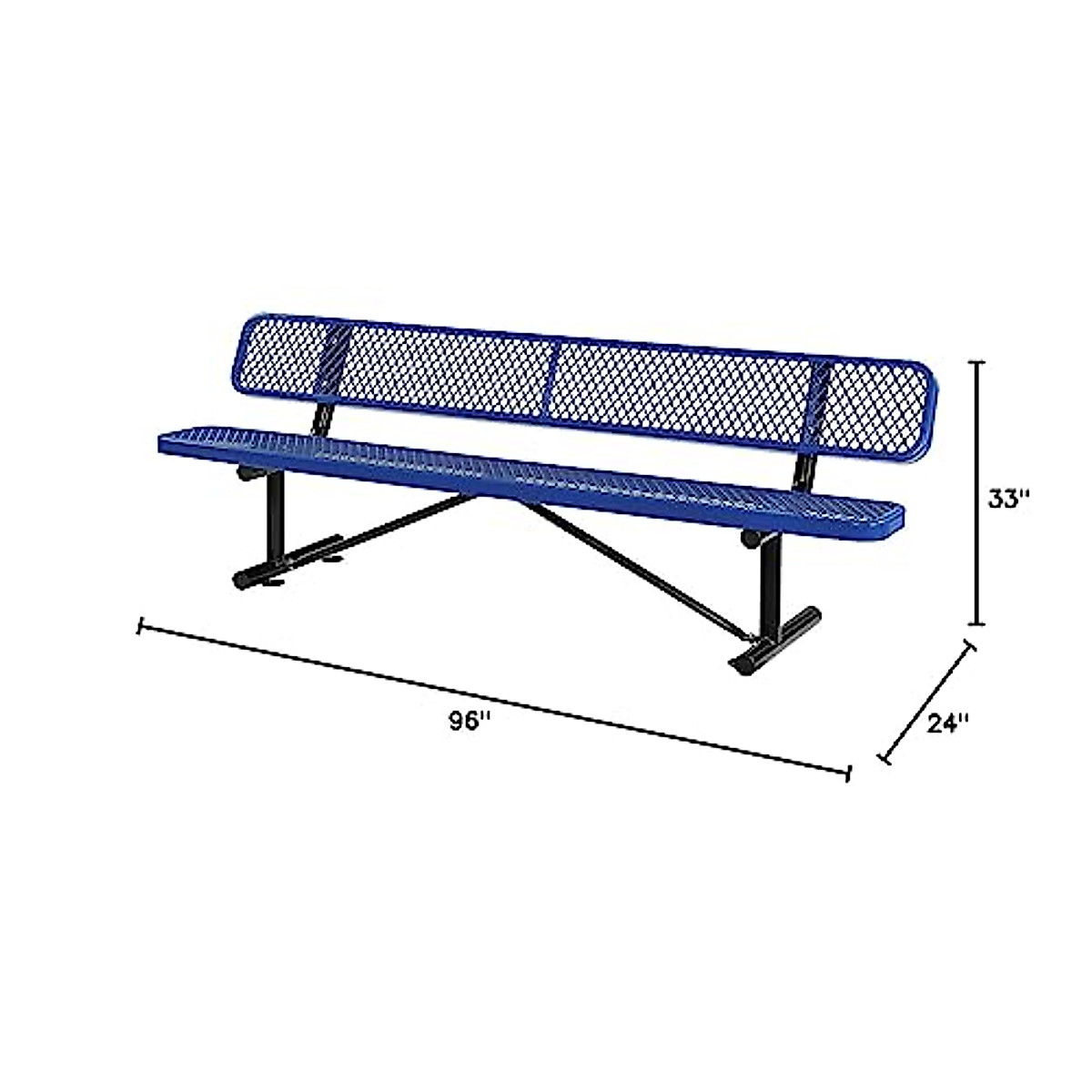 Global Industrial 96" L Expanded Metal Mesh Bench w/Back Rest, Blue
