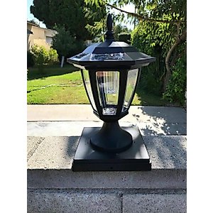 JAYXC HOME 2-Pack Solar Hexagon Super Bright SMD LED 60 Lumen Outdoor Post Cap Lights for 4x4 PVC, Vinyl, or Plastic Post (Black Finish Color)