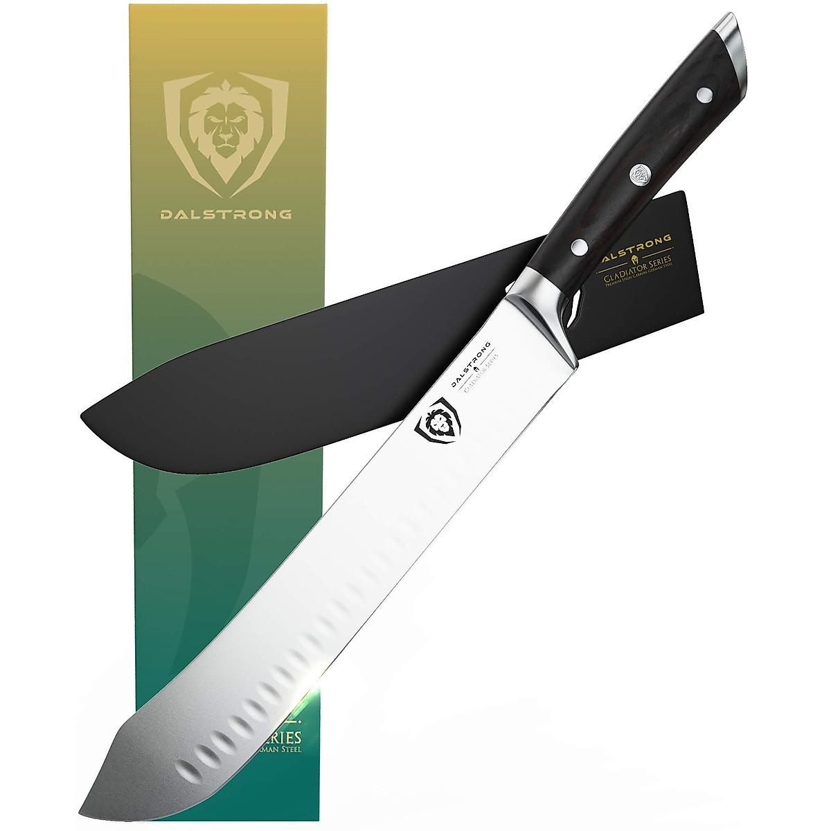 Dalstrong The Gladiator Series Elite Bull Nose Butcher Knife 10" Bundled with Premium Whetstone Kit - #1000/#600 Grit