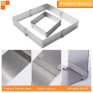 TXIN Stainless Steel Cake Ring Square Cake Mousse Mold Ring Cutter, Adjustable from 6 inch to 11 inch