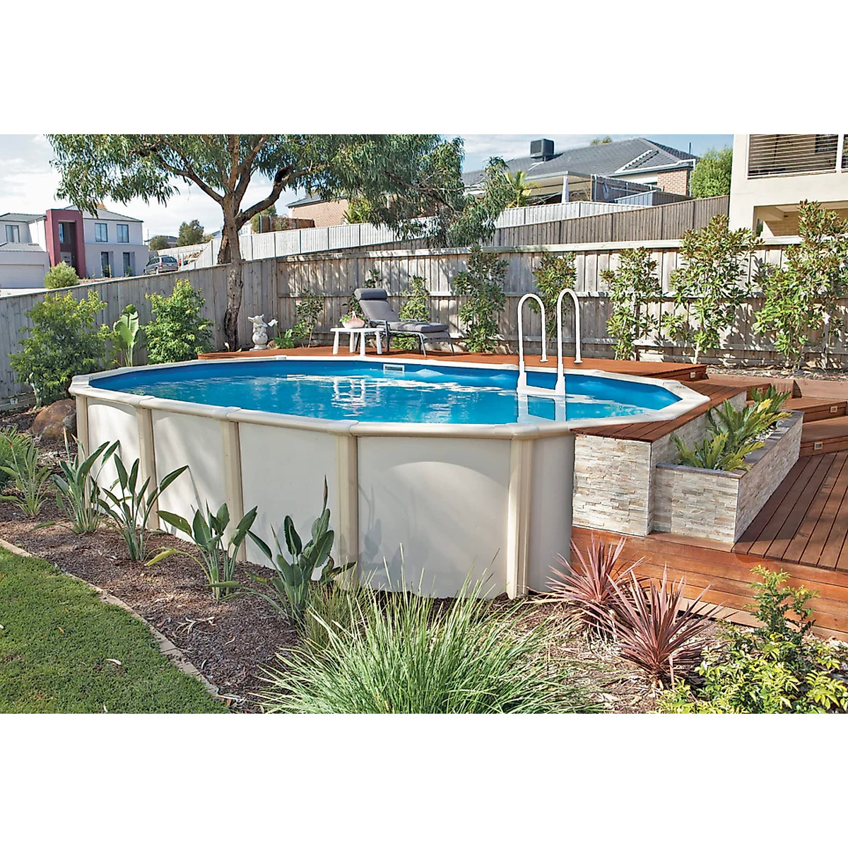 Main Access Easy Incline White Pool Deck Ladder for 48 to 54 Inch Above Ground Pools