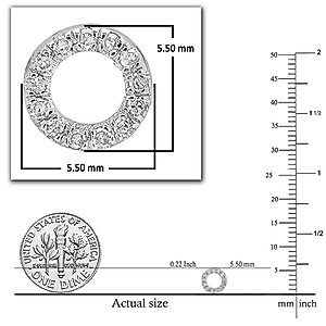 Dazzlingrock Collection Round White Diamond Hollow Circle Shape Stud Earrings for Women (0.10 ctw, Color I-J, Clarity I2-I3) in 10K White Gold in Screw Back