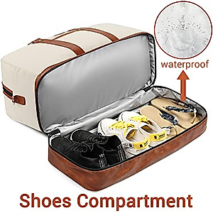 Weekender Bags for Women, Large Overnight Bag Canvas Travel Duffel Bag Carry On Tote with Shoe Compartment 21" for Women & Men 3Pcs Set