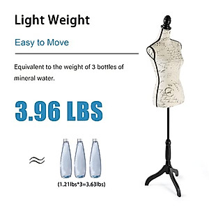 HOMBOUR Female Mannequin Body, Sewing Mannequin Torso Dress Form, Height Adjustable 52-67 inch Mannequin with Stand for Dressmaker Jewelry Display, Ivory