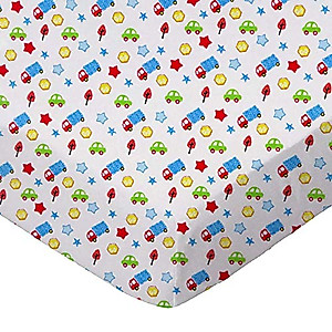 SheetWorld Baby Fitted Playard Sheet Fits BabyBjorn Travel Crib 24 x 42 inches, 100% Cotton Woven Sheet, Unisex Boy Girl, Baby Cars & Trucks, Made in USA