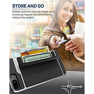 VENA Wallet Case Compatible with iPhone 8 Plus, iPhone 7 Plus, vCommute (Military Grade Drop Protection) Flip Leather Cover Card Slot with Kickstand Compatible w/iPhone 8 Plus and 7 Plus (Gray/Black)