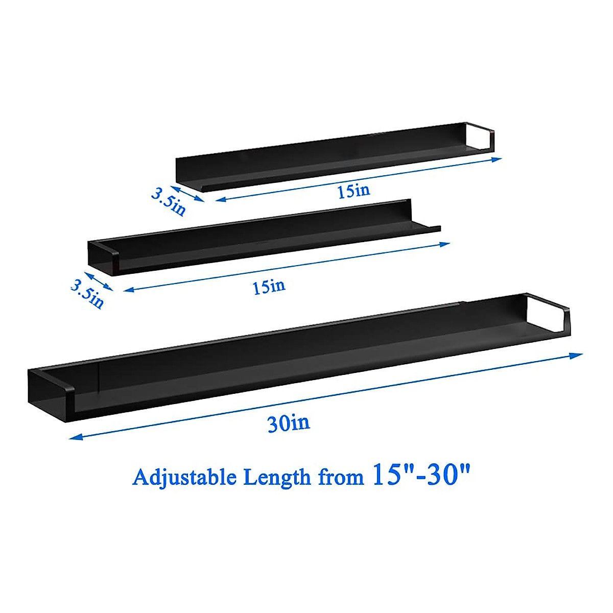 VANGAYH Magnetic Shelf for Stove Top, Shelf Over the Stove Kitchen Magnetic Spice Rack Organizer Storage Adjustable Length from 15"-30" Black