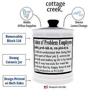 Cottage Creek Ashes of Problem Employees Piggy Bank, Funny Candy Jar, Boss Gifts