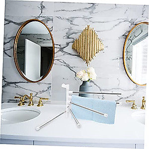 Zerodeko 5 Sets Rotating Towel Hanger Wall Hand Towel Rod Towel Display Rack Swivel Towel Bar Wall Towel Holder Wall Clothes Rack Wall Mounted Clothing Rack Multipurpose Towel Rack White Pp