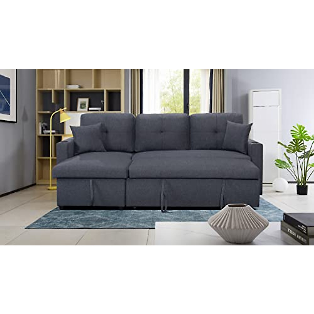 Devion Furniture LLDF Sectional, Dark Gray