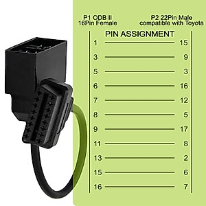 Goliton 22 Pin OBD1 to 16 Pin OBD2 Convertor Adapter Cable Compatible with Toyota Diagnostic Scanner