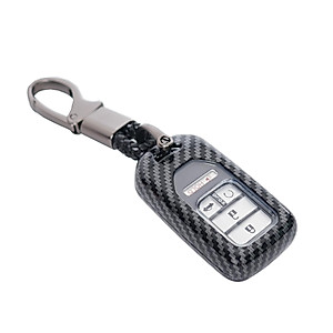 for Honda Key Fob Cover, Premium Hard ABS Carbon Fiber Pattern Key Fob Case Compatible with 2016-2020 2021 2022 Honda Pilot Odyssey Civic CR-V HR-V Fit Accord Smart Key with Keychain