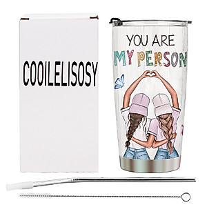 COOILELISOSY Best Friend Gift for Women Female-Sister Gifts from Sister,Sister in Law-Inspirational Friends Birthday Gifts-Stainless Steel Insulated Travel Mug-Friendship Wine Tumbler 20oz
