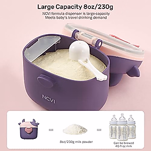 NCVI Baby Formula Dispenser with Scoop and Leveller Portable Storage Formula Containers for Travel, Non-Spill Smart Baby Milk Powder Formula Dispenser for Fruits, Snacks and Nuts (Purple)
