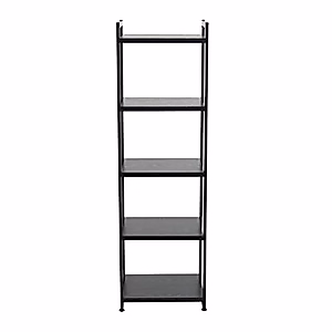 Household Essentials 5 Shelf Free Standing Book Case, Black Oak Finish