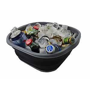 SAMMART 10L (2.6 Gallons) Collapsible Tub - Foldable Dish Tub - Portable Washing Basin - Space Saving Plastic Washtub (Dark Grey/Black (Set of 2))